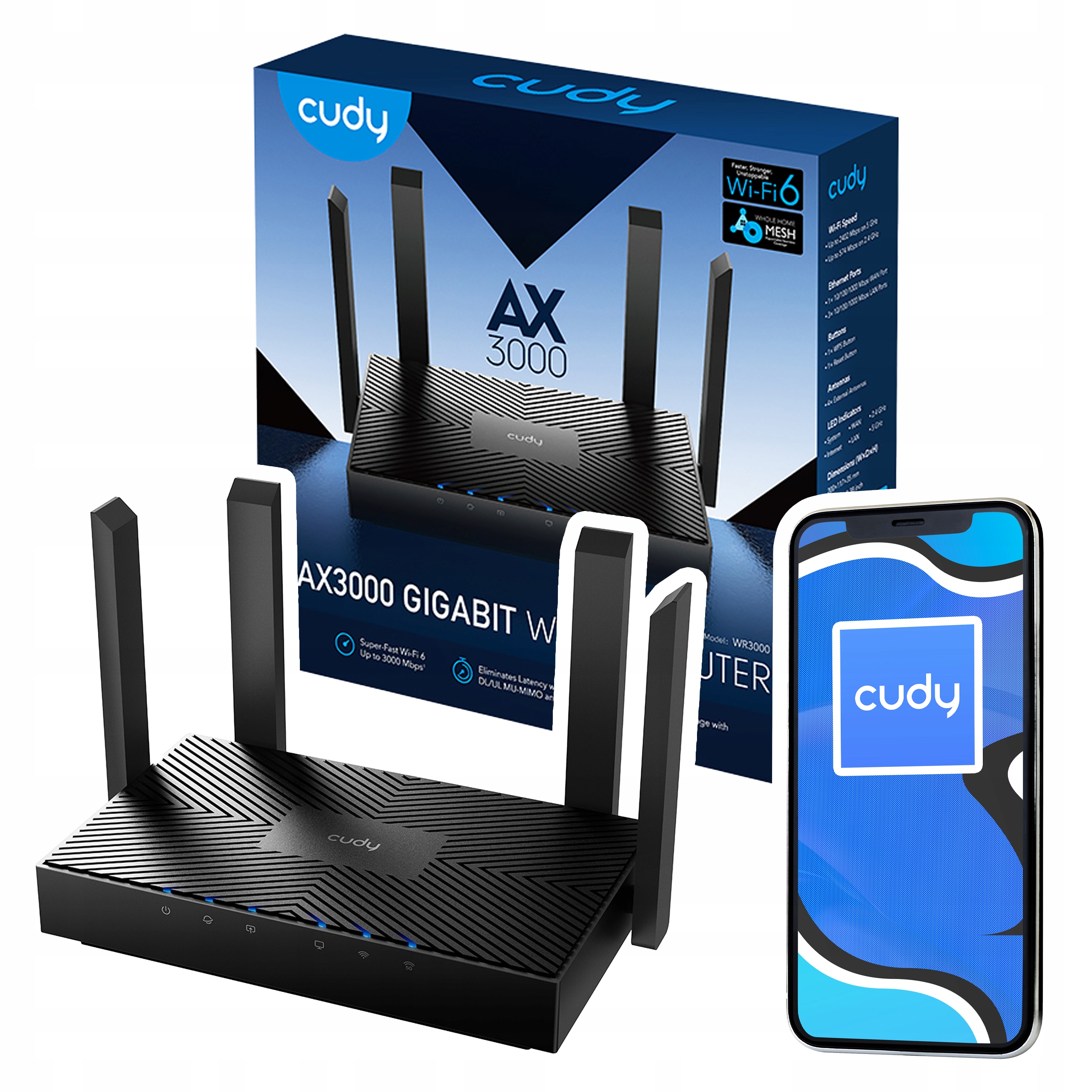 Router Cudy WR3000 / WiFi 6 / 5 Ghz 2,4Ghz 3000Mb/s - Sklep, Opinie ...