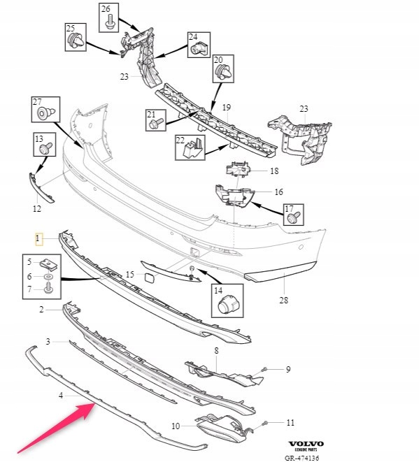 Listwa ozdobna zderzaka tylnego Volvo S60 31664976 za 319,68 zł z ...