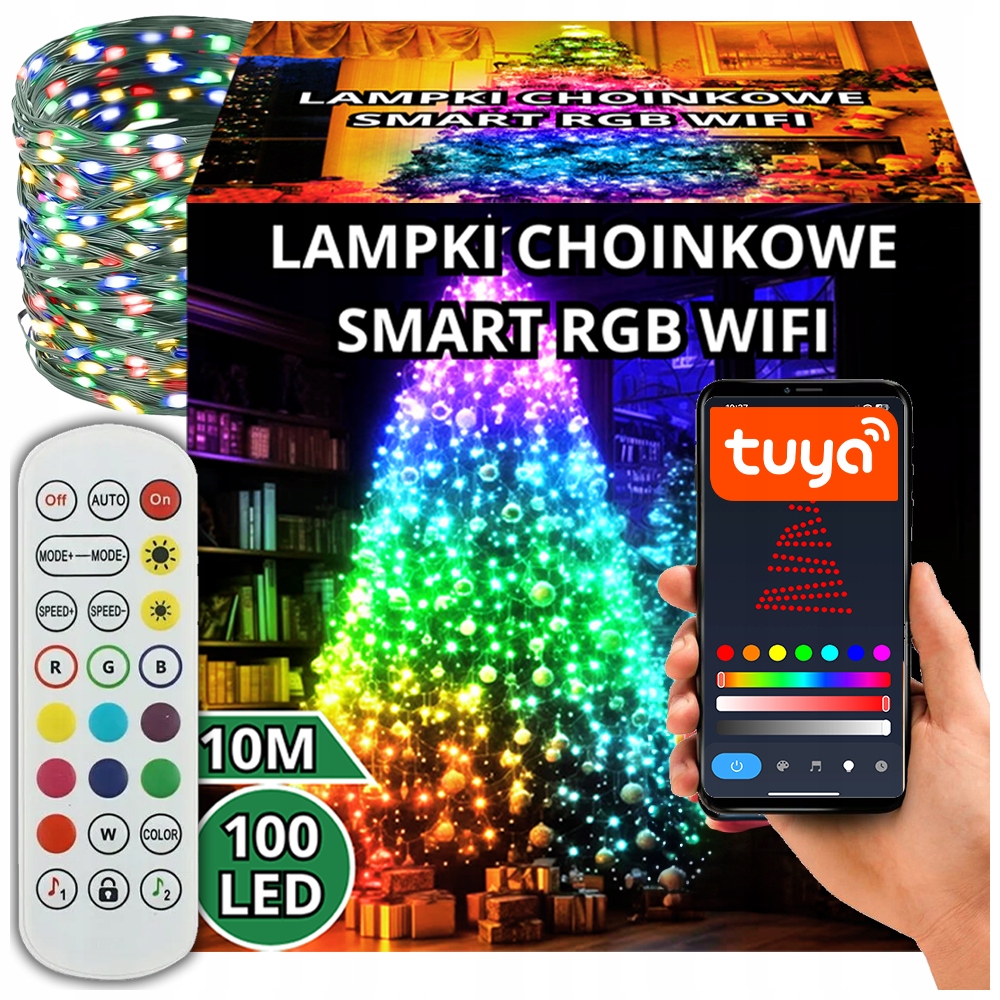 LAMPKI CHOINKOWE 100 LED WIFI SMART TUYA 10M MULTI KOLOR PILOT ... LAMPKI CHOINKOWE 100 LED WIFI SMART TUYA 10M MULTI KOLOR PILOT ...