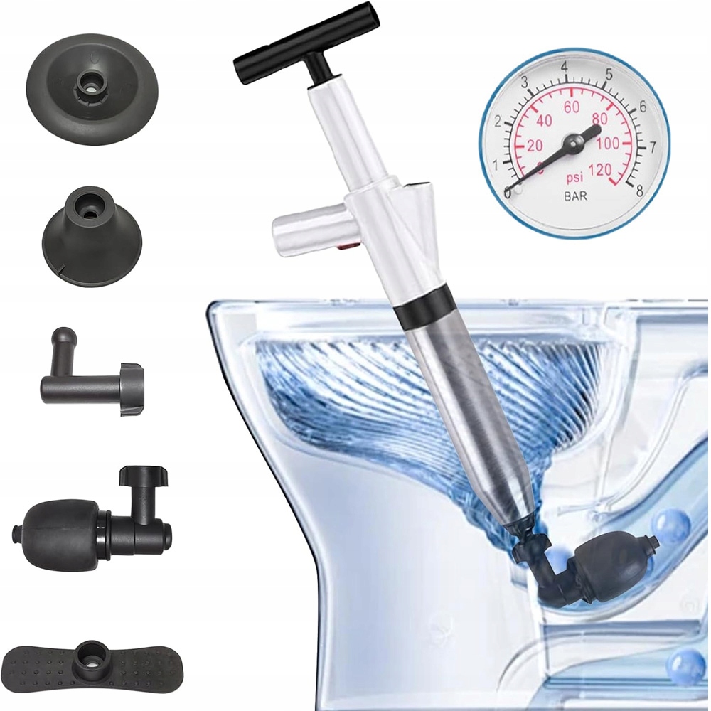 PISTOLET DO UDRAŻNIANIA RUR PRZEPYCHACZ TOALET ZLEWU KANALIZACJI Z ...