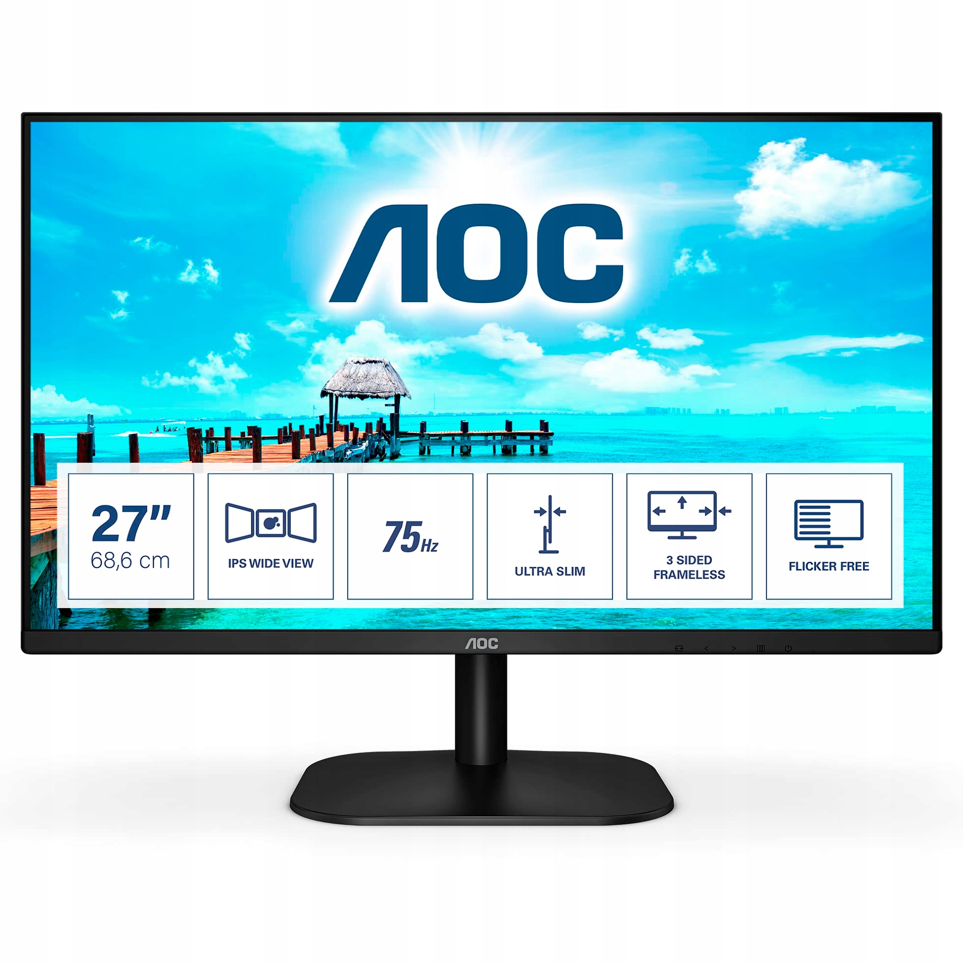 Monitor 27 Cali AOC 27B2H FHD 75Hz IPS HDMI VGA - Sklep, Opinie, Cena w ...