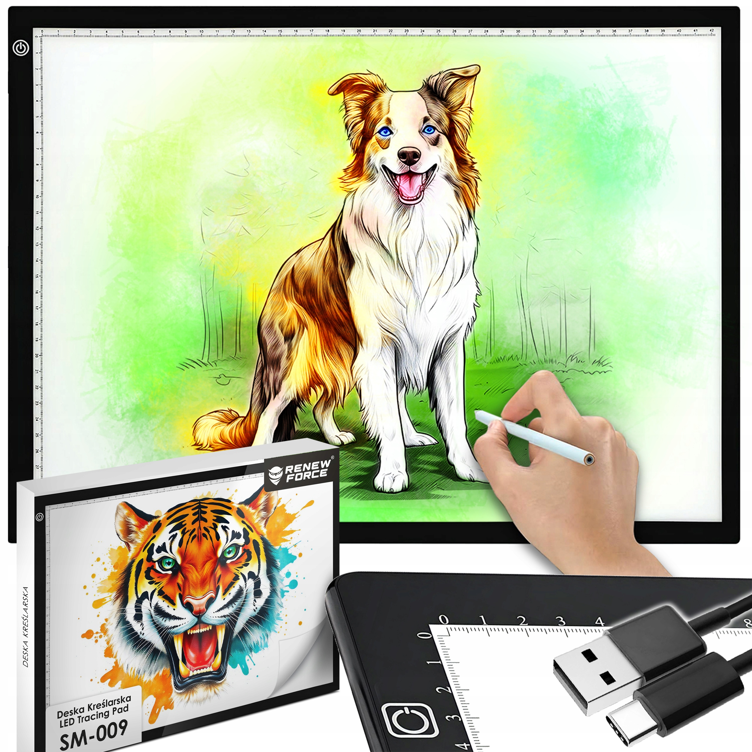 Podświetlana Deska Tablica Kreślarska Tablet Graficzny do Rysowania LED ...