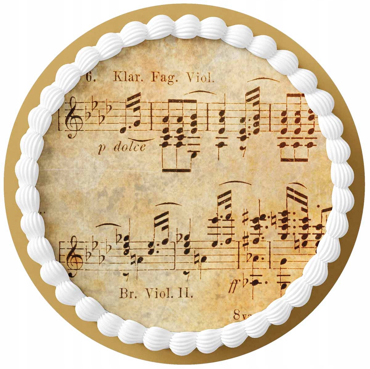OPŁATEK NA TORT A3 MUZYK MUZYKA NUTY NUTKI MELODIA STARY PAPIER 22-29cm ...