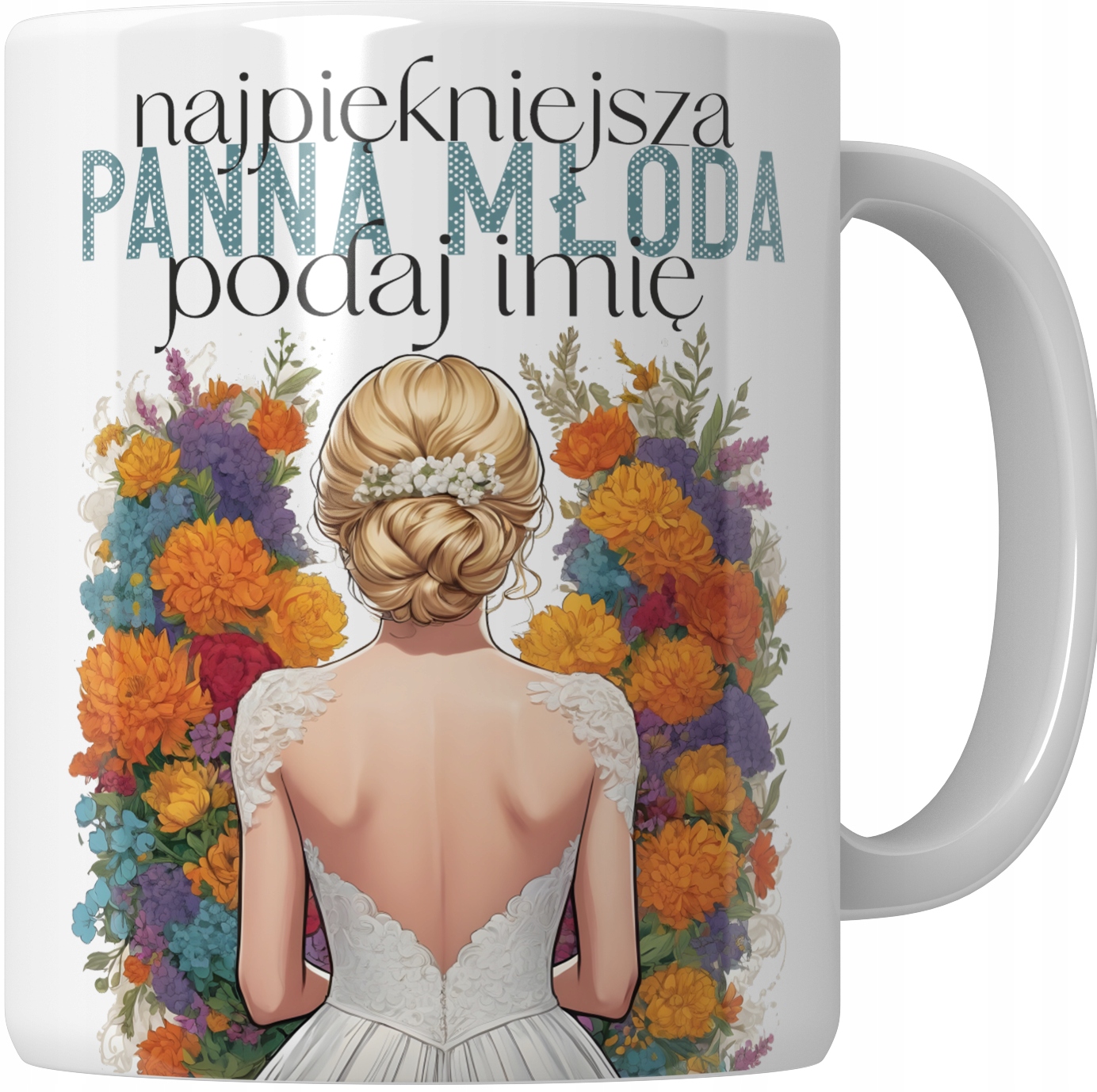 Kubek ceramika 330 ml PREZENT KUBEK Z IMIENIEM WIECZÓR PANIEŃSKI KAWALERSKI NA ŚLUB PANNA MŁODA ...