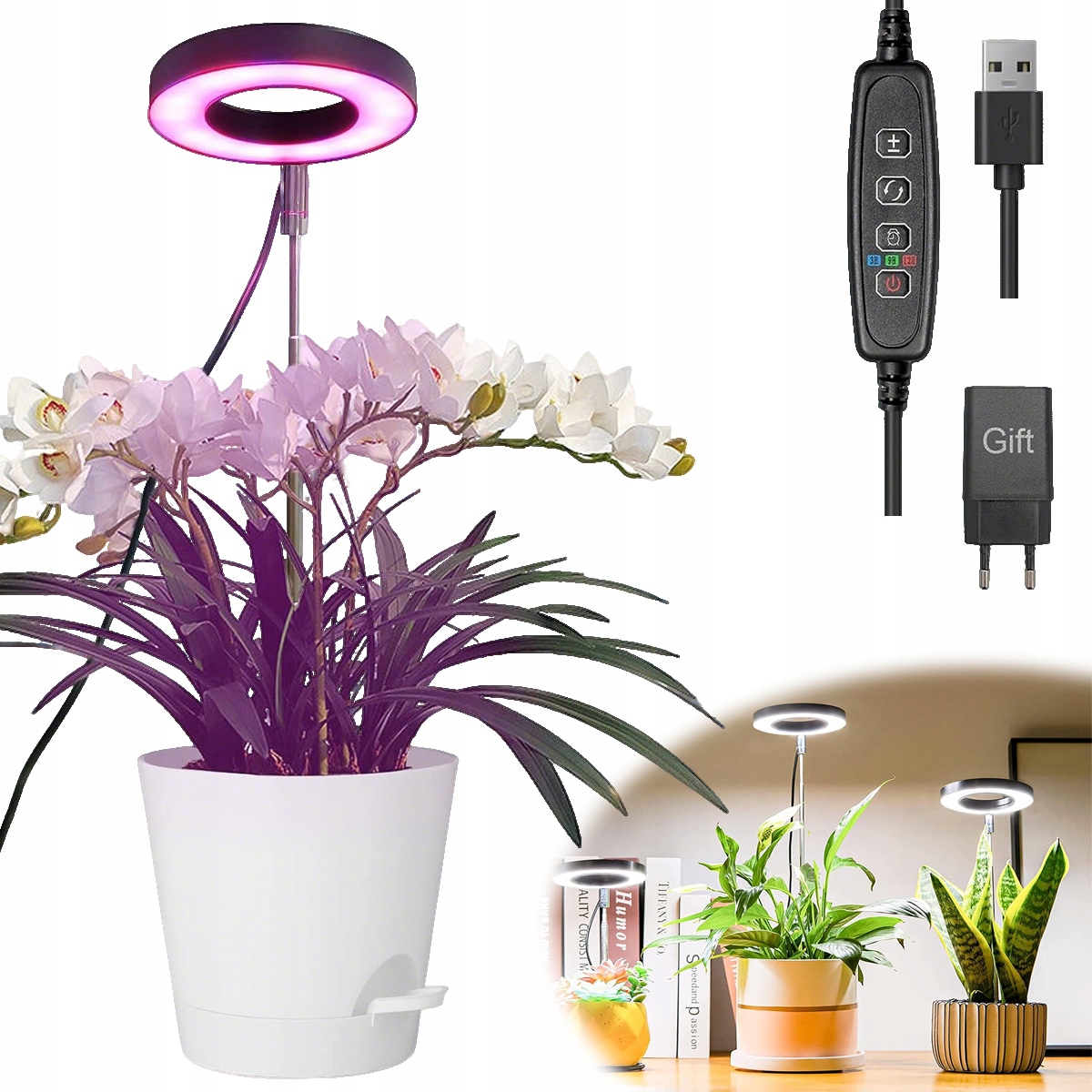 LED LAMPA PRO ROSTLINY 48 DIOD ČASOVAČ NASTAVITELNÁ VÝŠKA PLNÉ SPEKTRUM ...