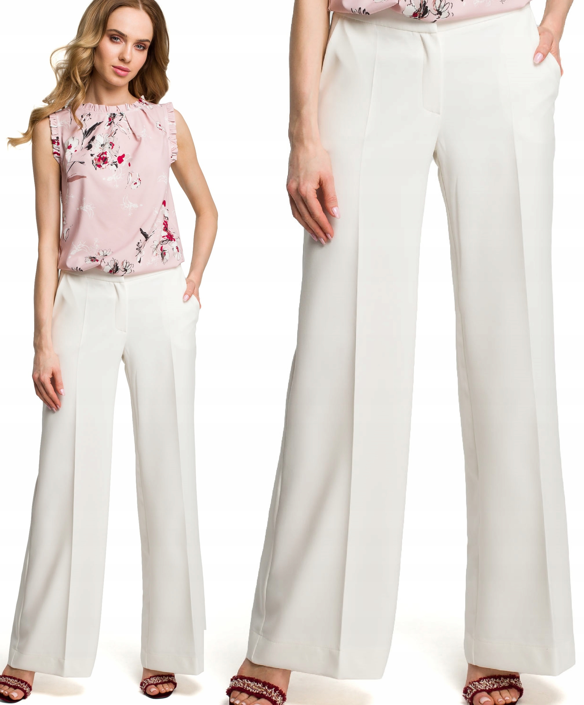 ELEGANCKIE SZEROKIE SPODNIE DAMSKIE PALLAZO W KANT • Cena, Opinie ...