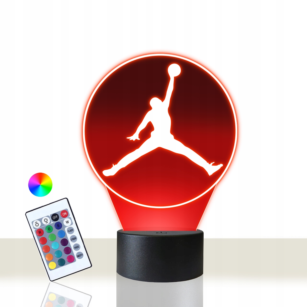 Lampka Stołowa Nocna 3D LED Jordan NBA Koszykarz Mistrz Pilot ...