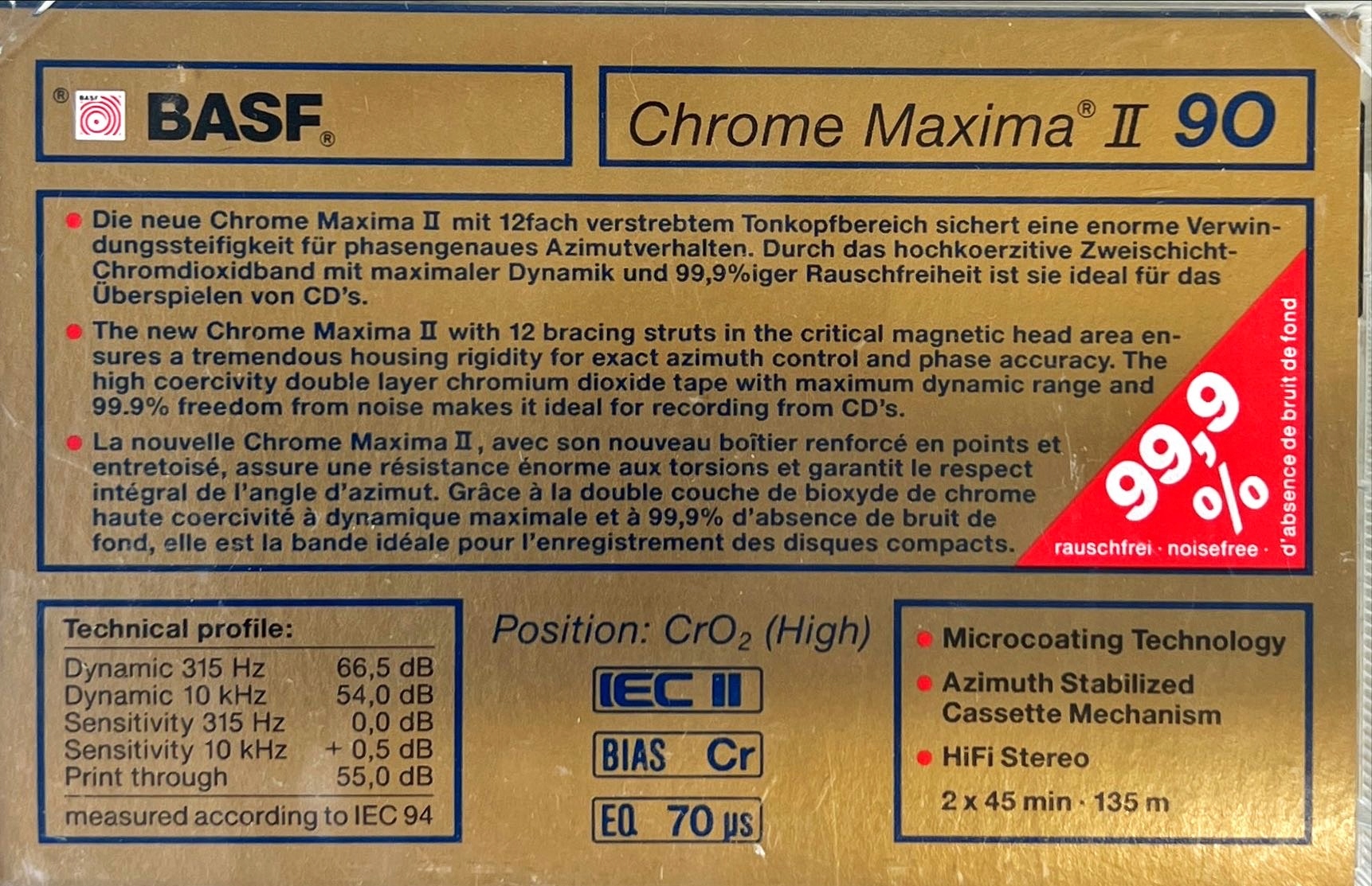 Kaseta magnetofonowa BASF TYP II BASF CHROME MAXIMA II 90 - Sklep, Opinie, Cena w Allegro