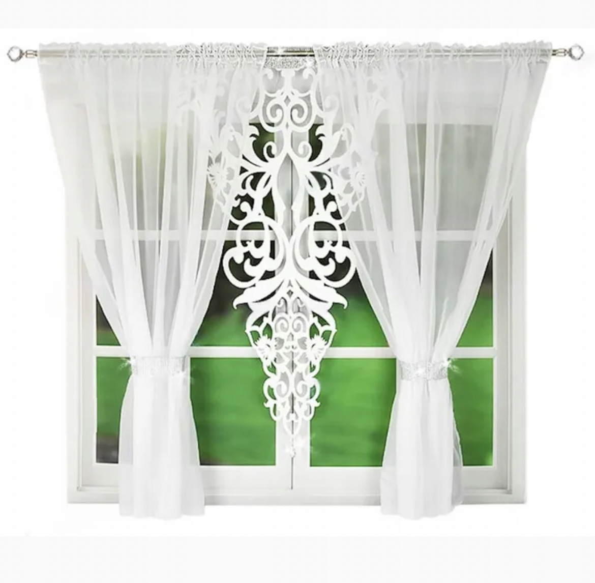 ZESTAW FIRAN Z AŻUROWYM PANELEM . Komplet (FN) • Cena, Opinie • Firany ...