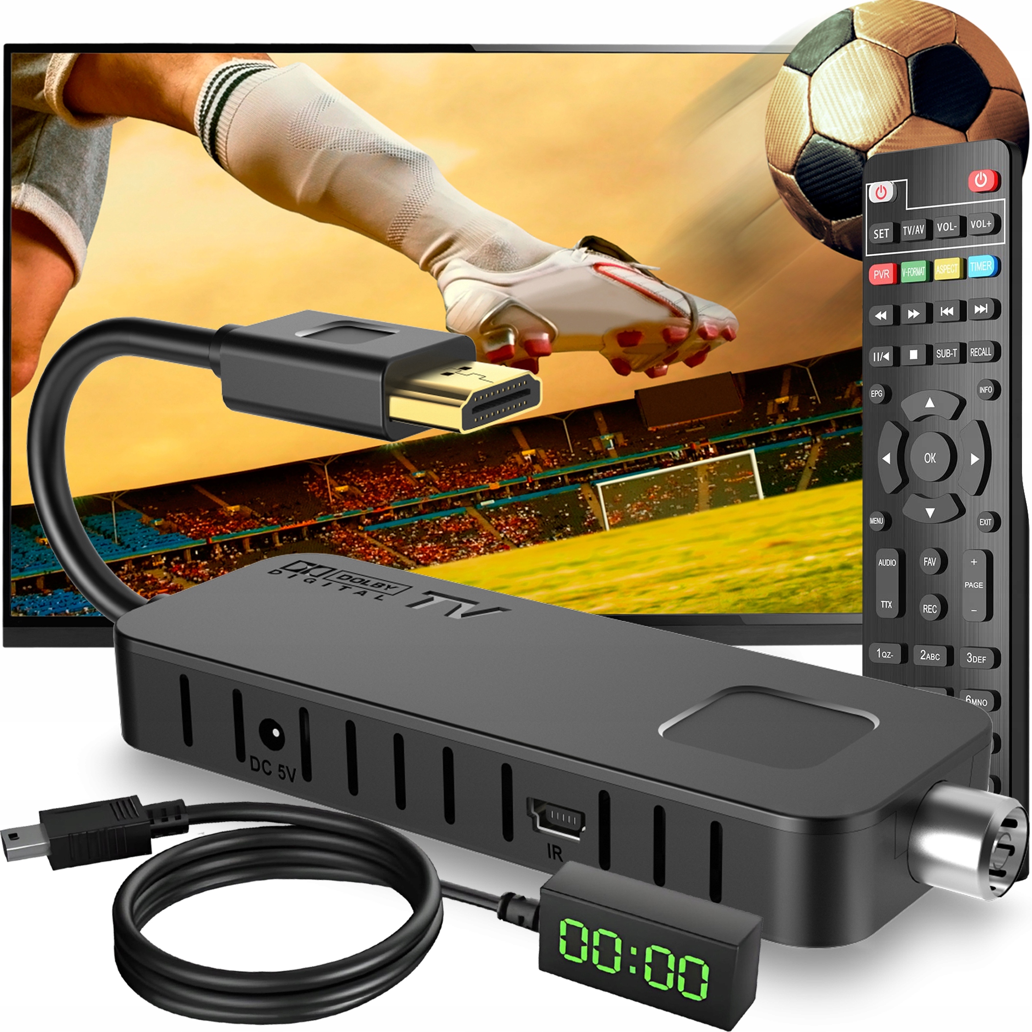 DEKODÉR TV TUNER HD DVB-T2 HEVC H.265 NEVIDITELNÝ MINI STICK PVR ZÁZNAM ...
