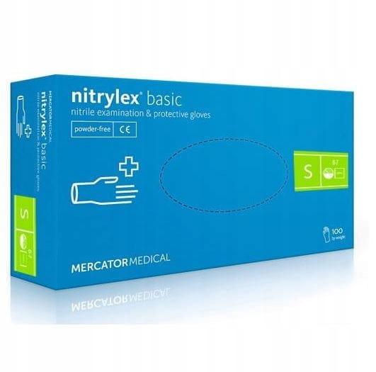 Rękawiczki nitrylowe bezpudrowe Mercator Nitrylex CLASSIC r. S 100 szt. (5906615102298) • Cena ...