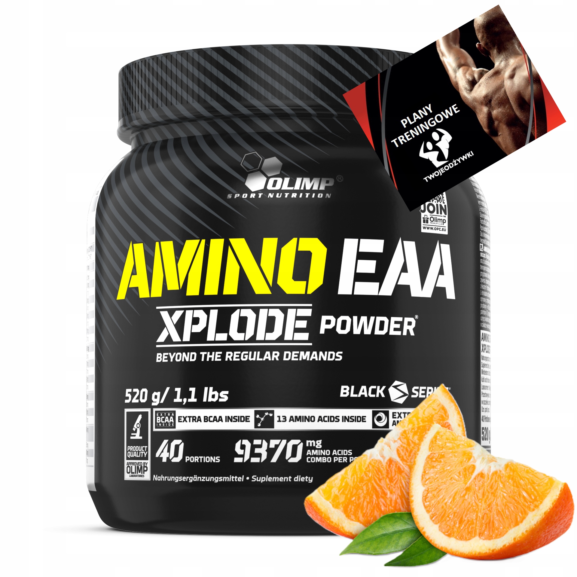 Proszek EAA Amino EAA Xplode Olimp 520 g pomarańczowy - 5901330062896 - 14469977051 - Allegro