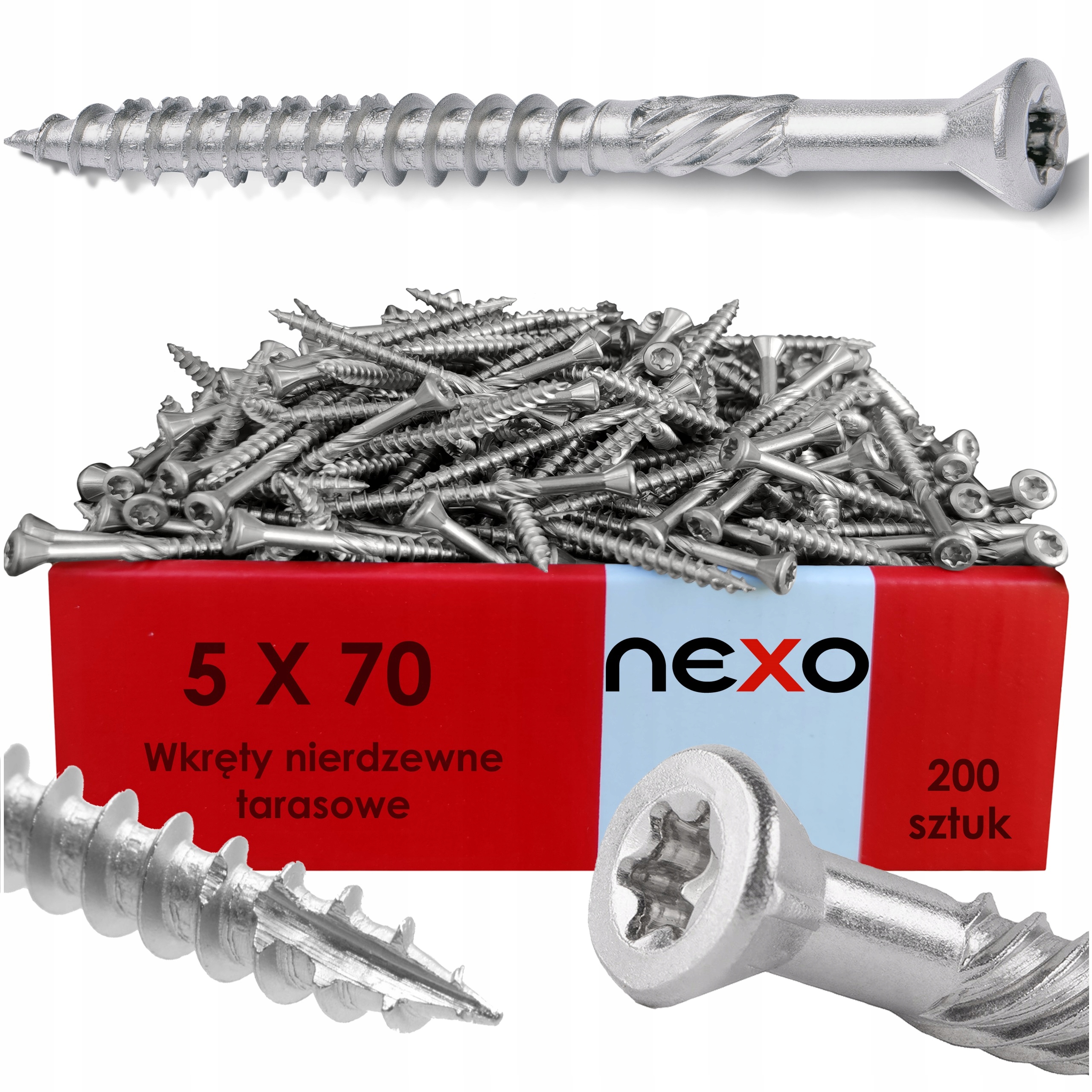 WKRĘTY TARASOWE NIERDZEWNE 5x70 C2 DO DREWNA DO PODBITKI ŁEB STOŻKOWY ...