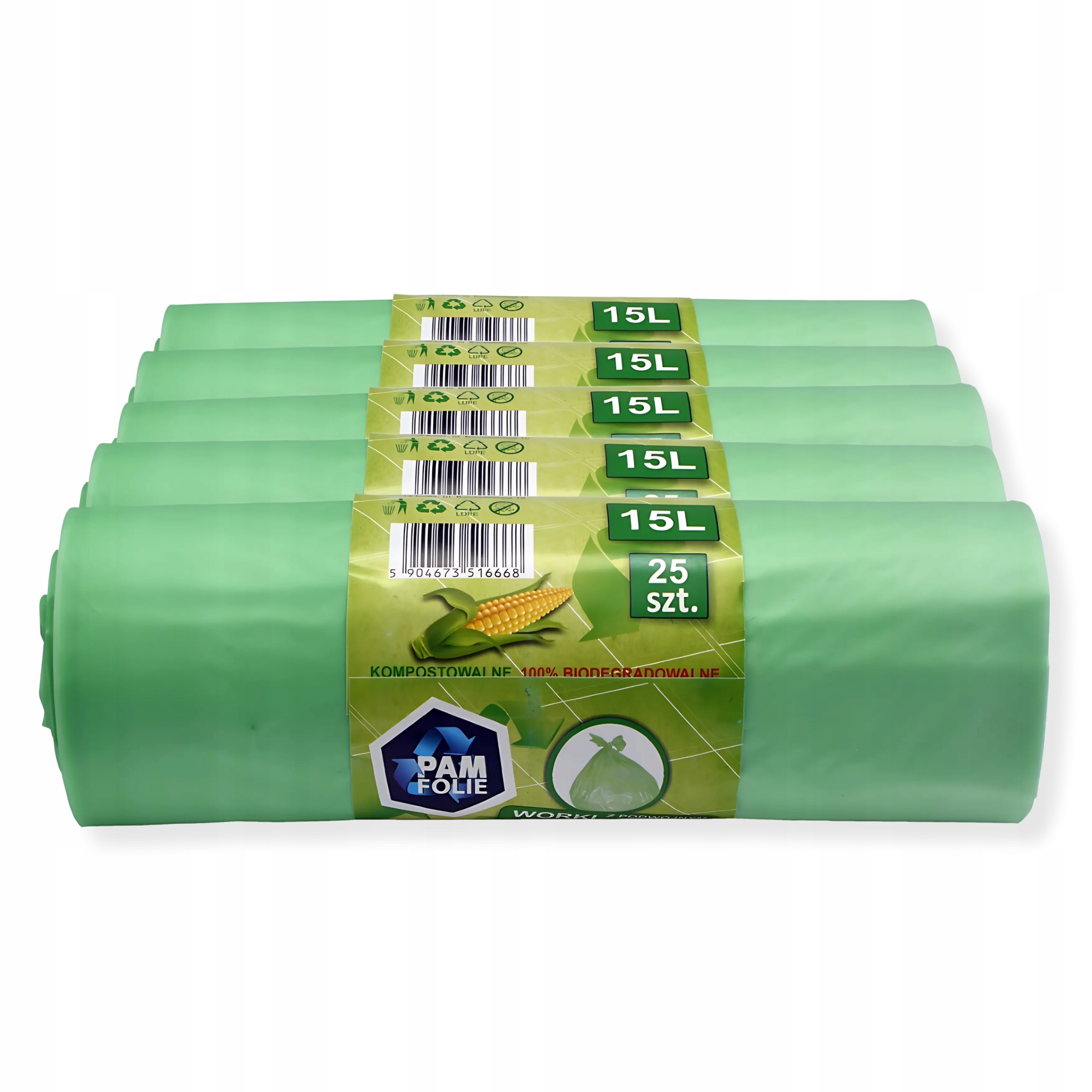 WORKI NA ŚMIECI Biodegradowalne Kompostowalne Ekologiczne 15L 125 sztuk ...
