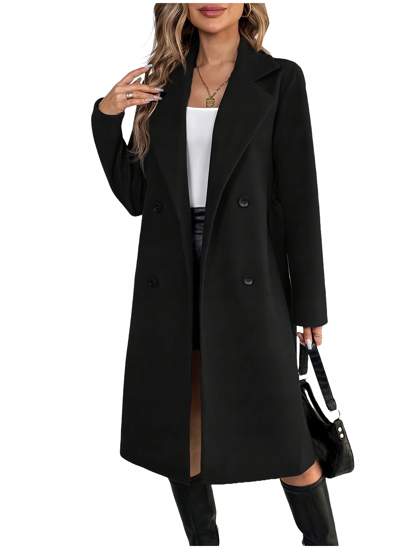 STYLOWY PŁASZCZ ZIMOWY DAMSKI JESIENNY ELEGANCKI DŁUGI WEŁNIANY • Cena ...