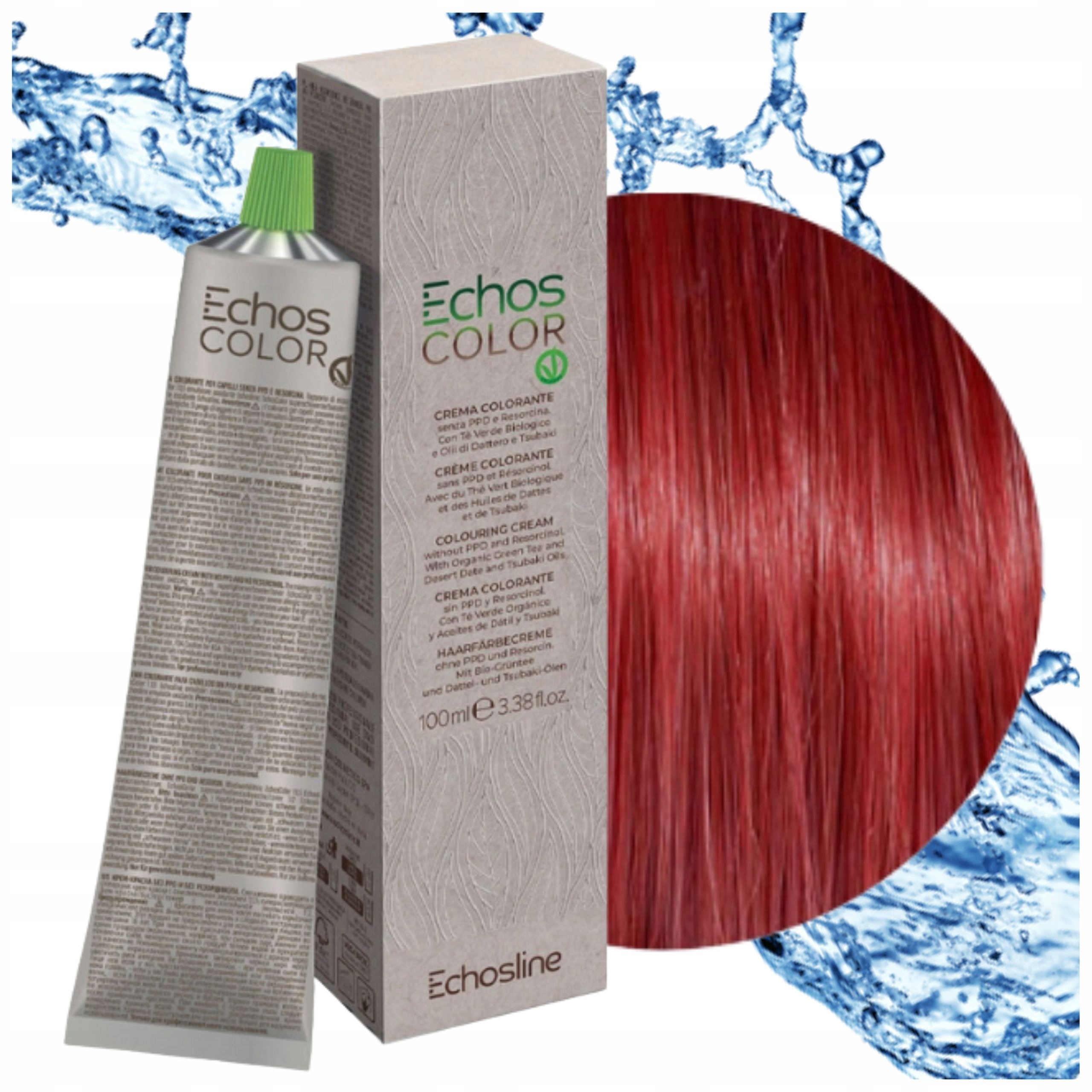 ECHOSLINE Farba do Włosów ECHOS COLOR RED 100% Pokrycia bez PPD 100ML ...