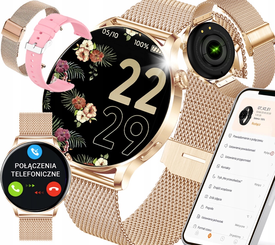 ZEGAREK SMARTWATCH DAMSKI PL RUBICON ROZMOWY GOLD-MESH 2 PASKI + FOLIA - Sklep, Opinie, Cena w ...