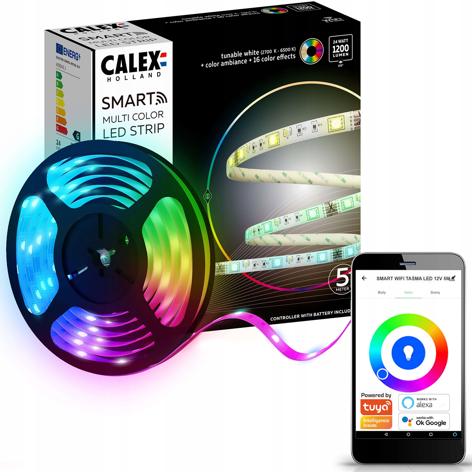 Taśma LED TUYA WiFi 12V RGB + CCT 5M SMART LIFE (149217 pasek neon ... Taśma LED TUYA WiFi 12V RGB + CCT 5M SMART LIFE (149217 pasek neon ...