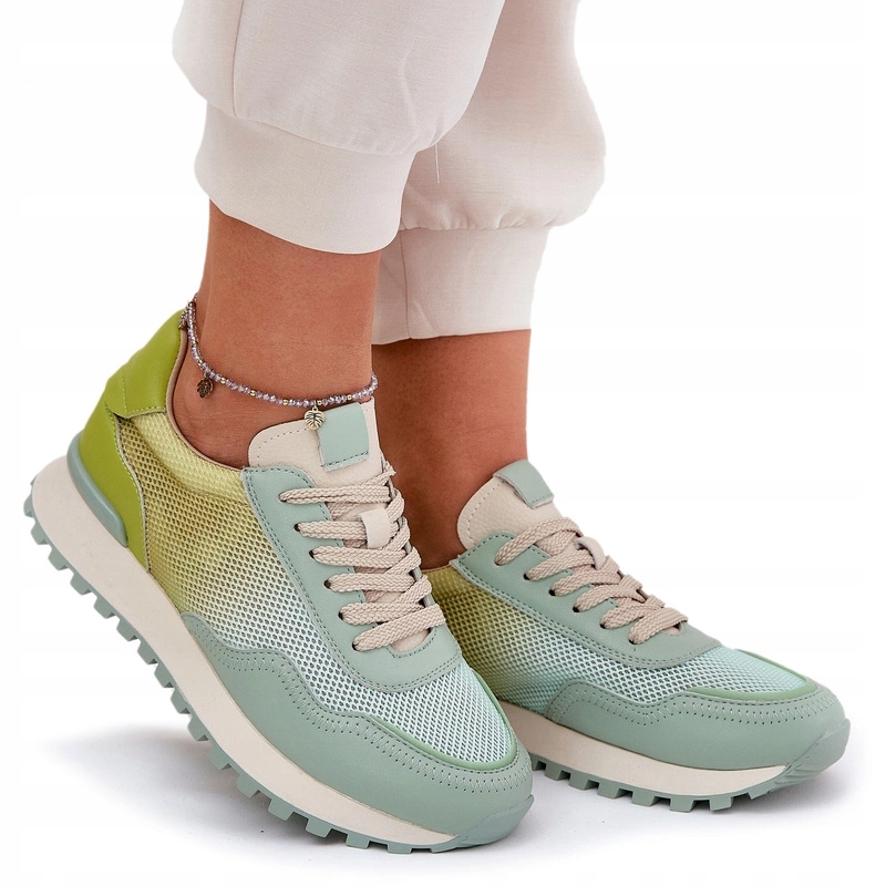 BUTY SPORTOWE DAMSKIE SKÓRA SIATECZKA VINCEZA 66775 ZIELONE 36 ...