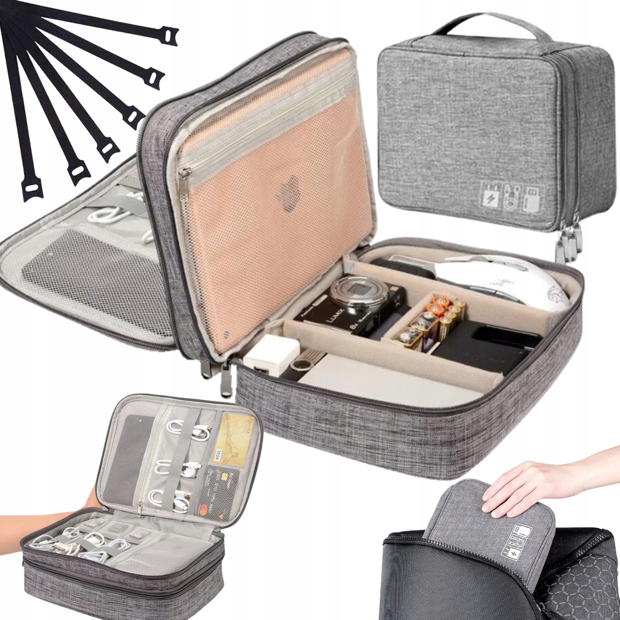 Organizer Podróżny Torba Etui na Kable Ładowarki w Etui, case, pokrowce ...