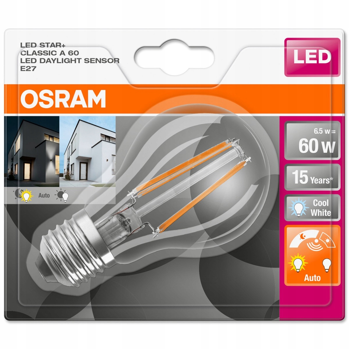 Żarówka LED E27 6,5W 4000K CZUJNIK ZMIERZCHU OSRAM (4058075162204 ... Żarówka LED E27 6,5W 4000K CZUJNIK ZMIERZCHU OSRAM (4058075162204 ...