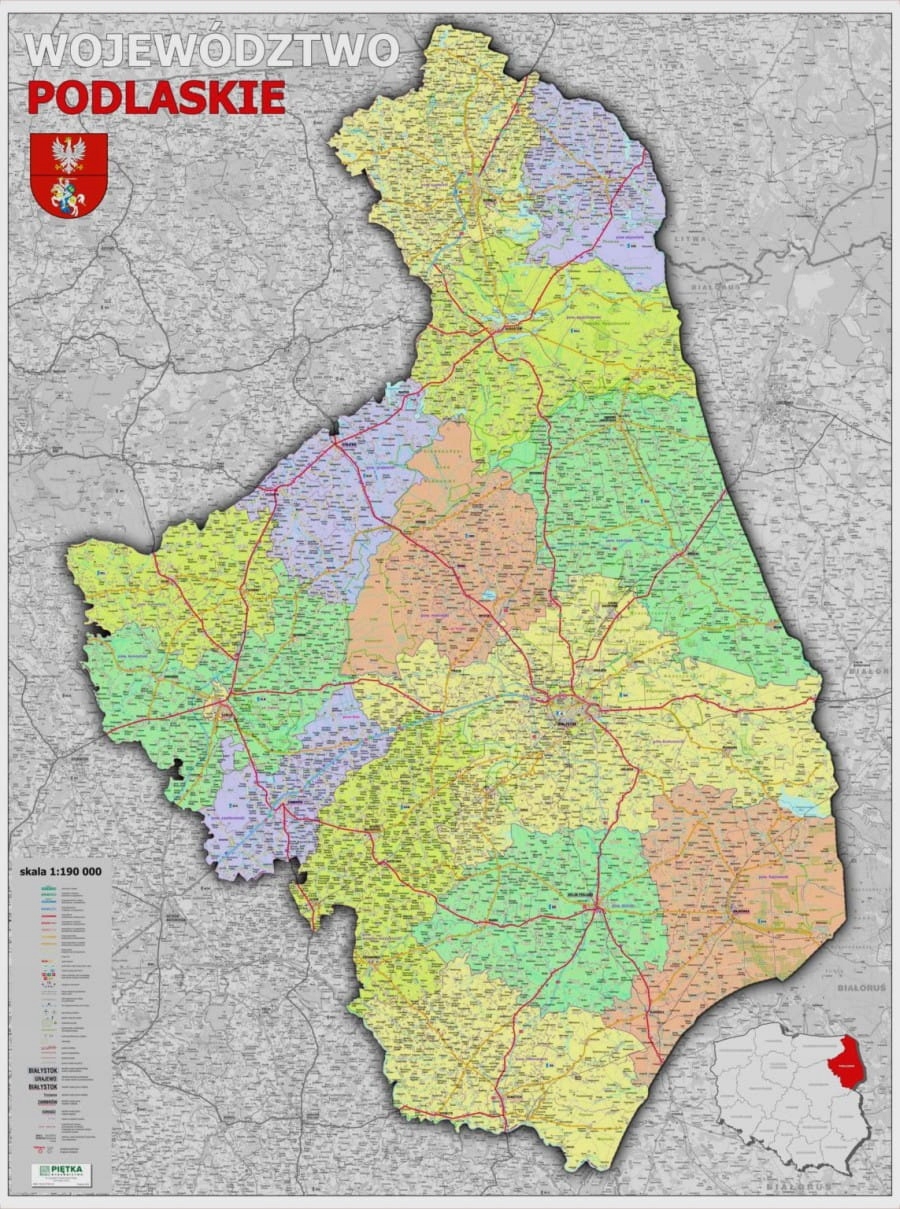 WOJEWÓDZTWO PODLASKIE MAPA ŚCIENNA 2020 STRONG Wyd. Piętka - porównaj ...