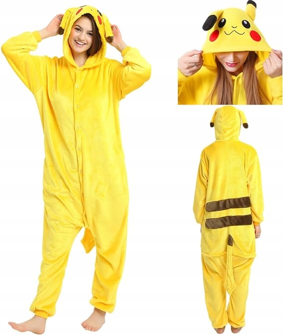 KOSTIUM KIGURUMI PIKACHU JEDNOCZĘSCIOWA PIŻAMA CIEPŁA ROZPINANA rozm S ... KOSTIUM KIGURUMI PIKACHU JEDNOCZĘSCIOWA PIŻAMA CIEPŁA ROZPINANA rozm S ...
