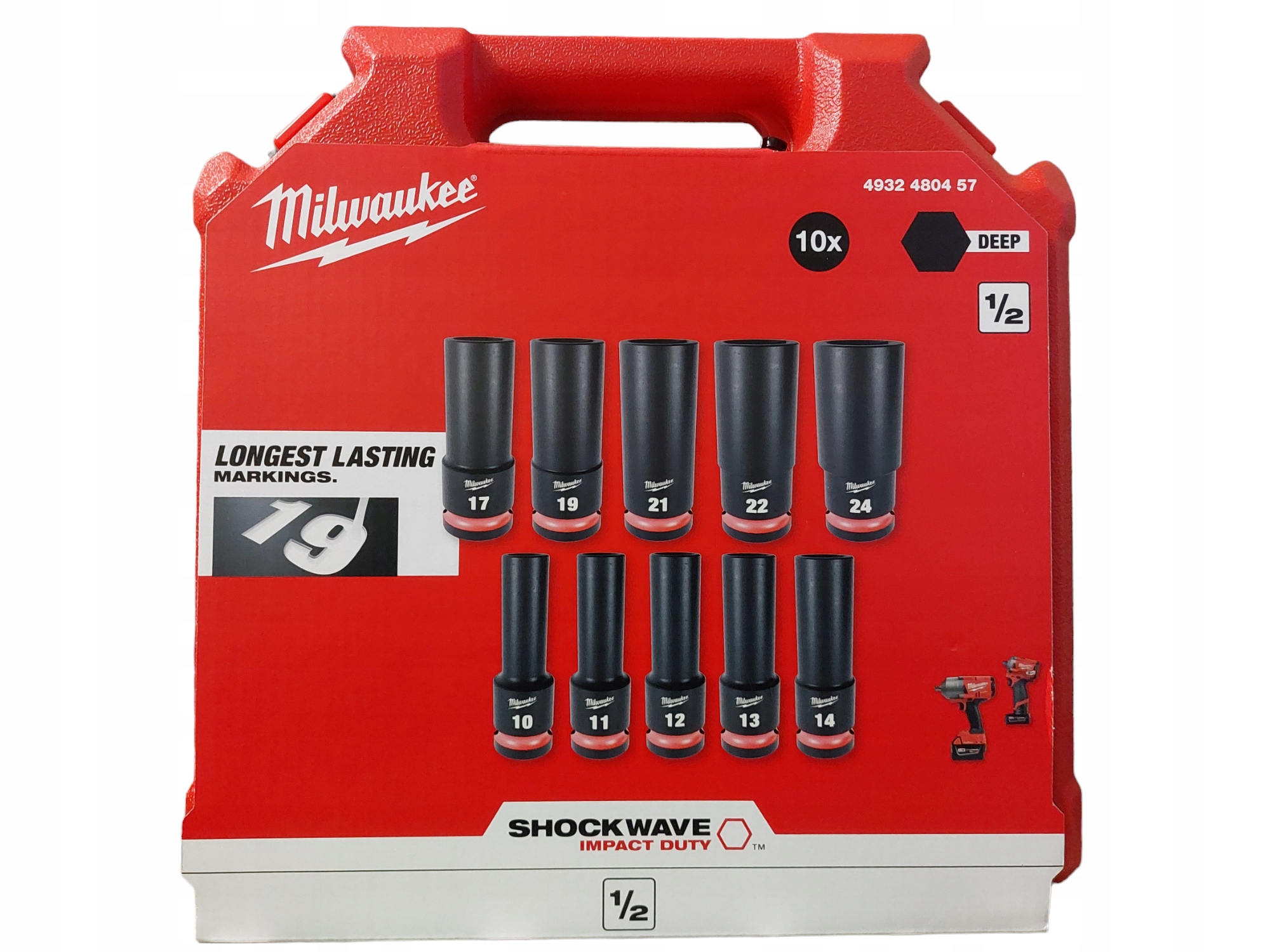 ZESTAW NASADEK UDAROWYCH 1/2 10 SZT. MILWAUKEE 4932480457 4058546407421 ...