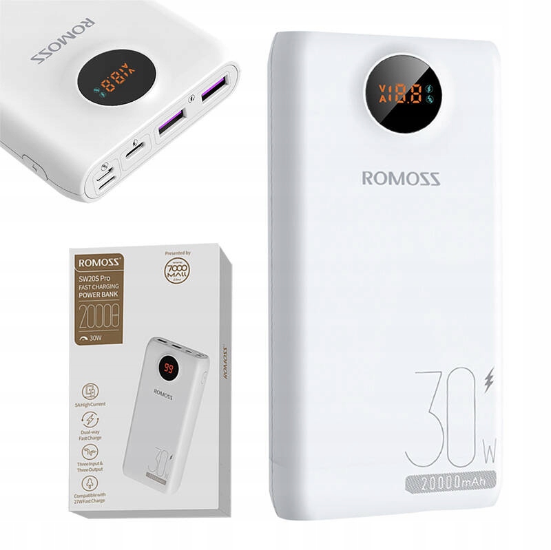 MOCNY POWERBANK ROMOSS SW20S Pro 20000mAh 30W - Sklep, Opinie, Cena w Allegro