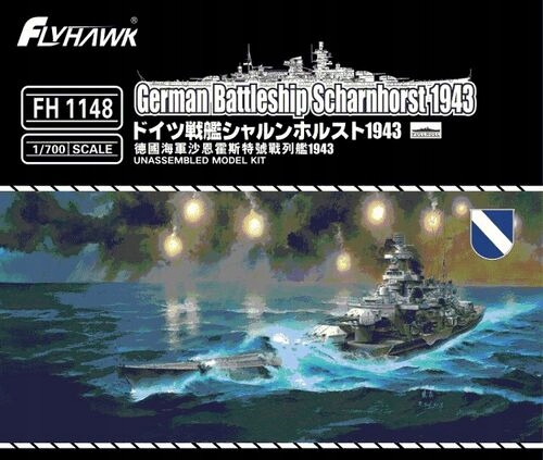 Flyhawk 1148 German Battleship Scharnhorst (1943) 17288233048 - Allegro.pl