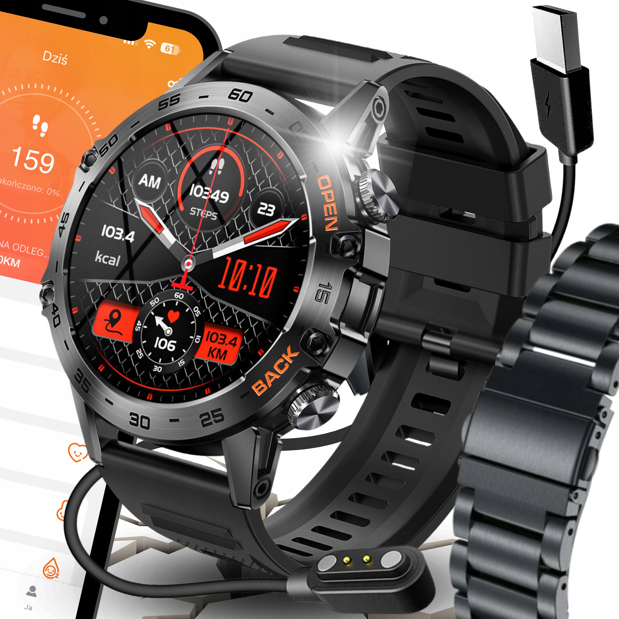 SMARTWATCH ZEGAREK MĘSKI POLSKIE MENU ROZMOWY WODOODPORNY + GRATIS - Sklep, Opinie, Cena w Allegro