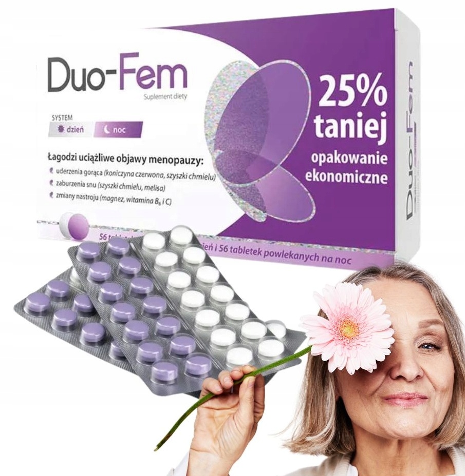 DUO-FEM 56 tabl DZIEŃ+56 tabl NOC MENOPAUZA DUOFEM (3415419084904 ...
