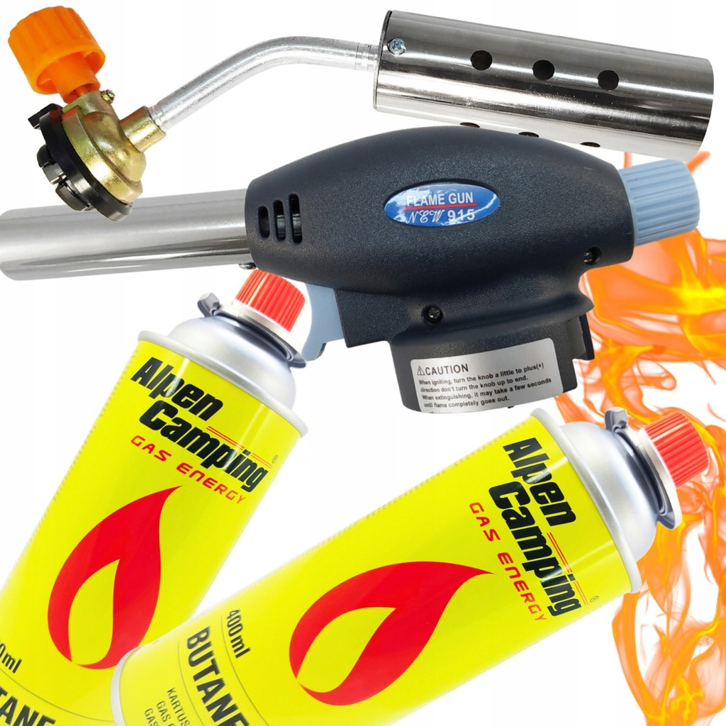 PALNIK PIEZOZAPALARKA LUTUWNICA GRILL + DEKARSKI DO PAPY +2 szt GAZ ...