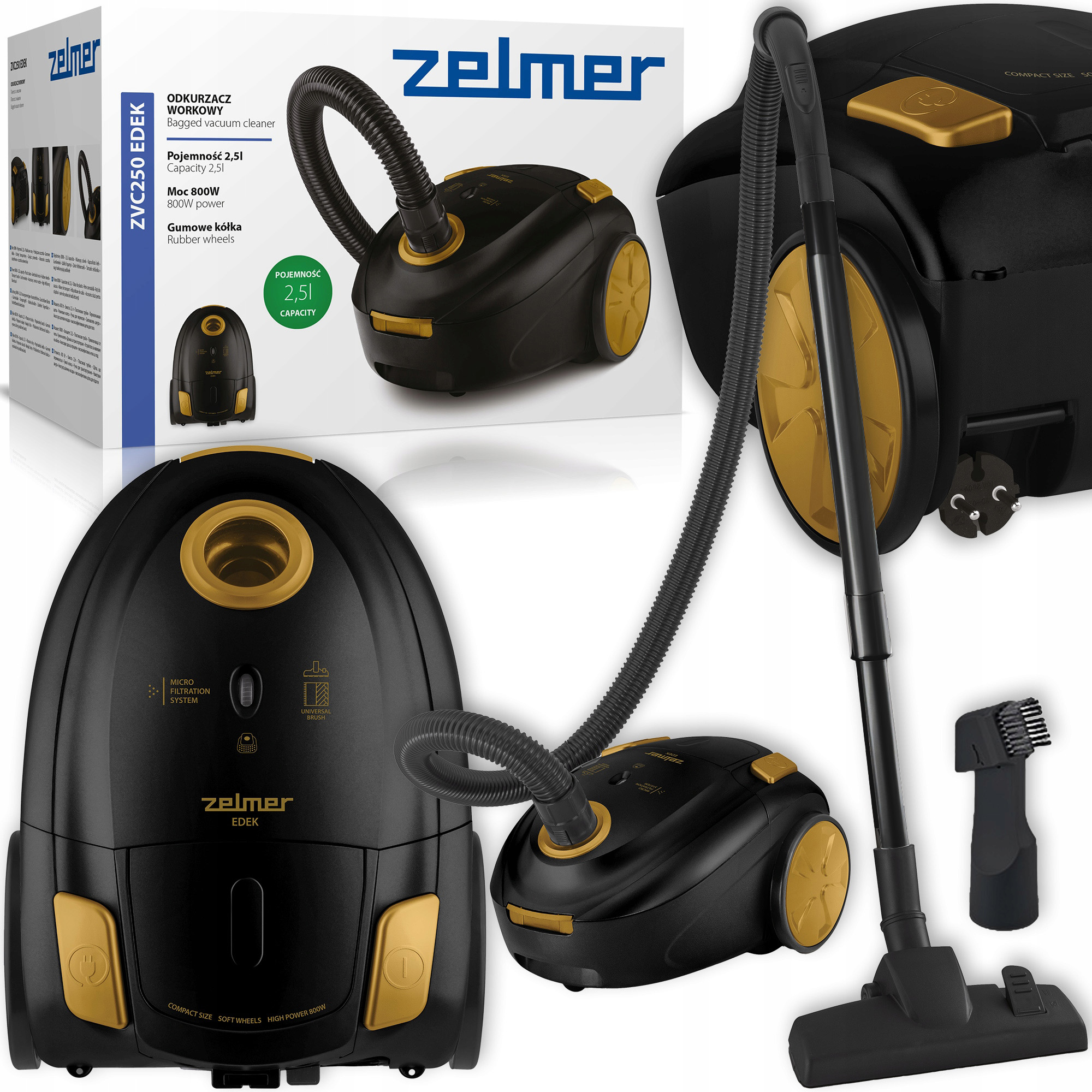 ODKURZACZ WORKOWY ZELMER EDEK UNIWERSALNA SZCZOTKA 2w1 + KOŃCÓWKI ECO ...