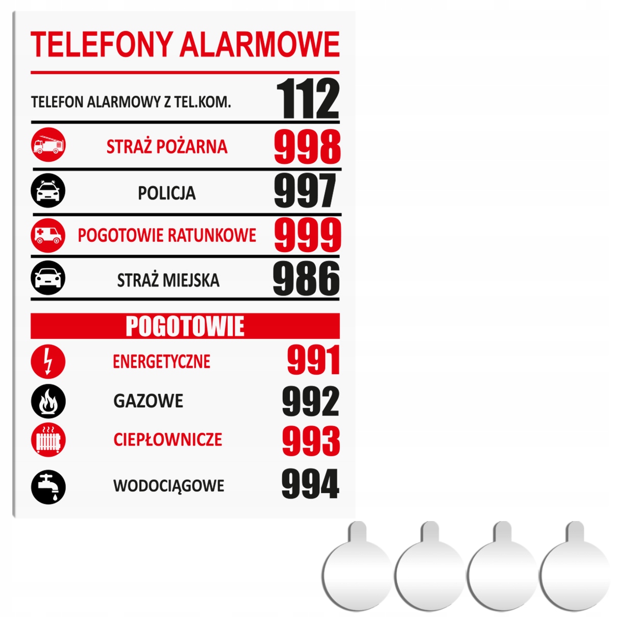 PVC tabule ALARMOVÉ TELEFONY 30x20 UV tisk + samolepky za 94.00CZK ...