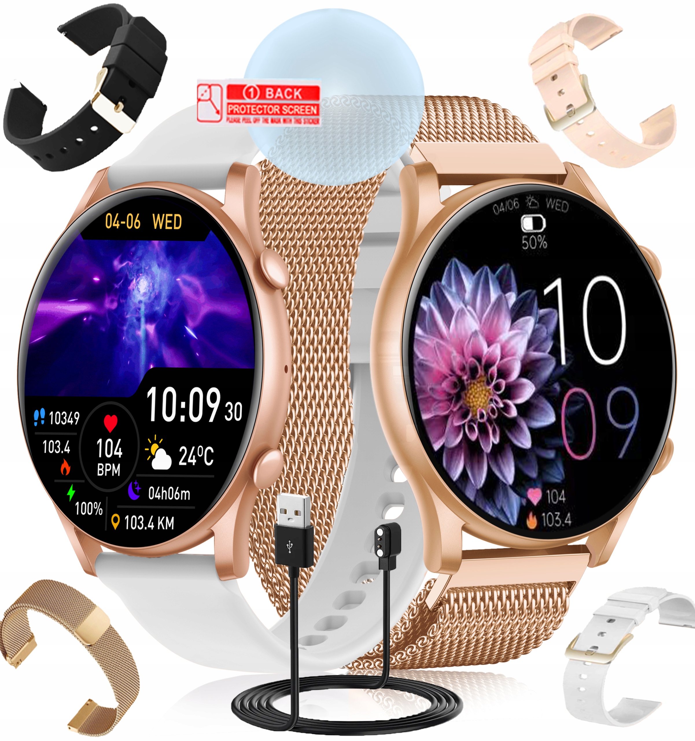 SMARTWATCH ZEGAREK DAMSKI POLSKIE MENU ROZMOWY CIŚNIENIE PULS SPORT AMOLED - Sklep, Opinie, Cena ...