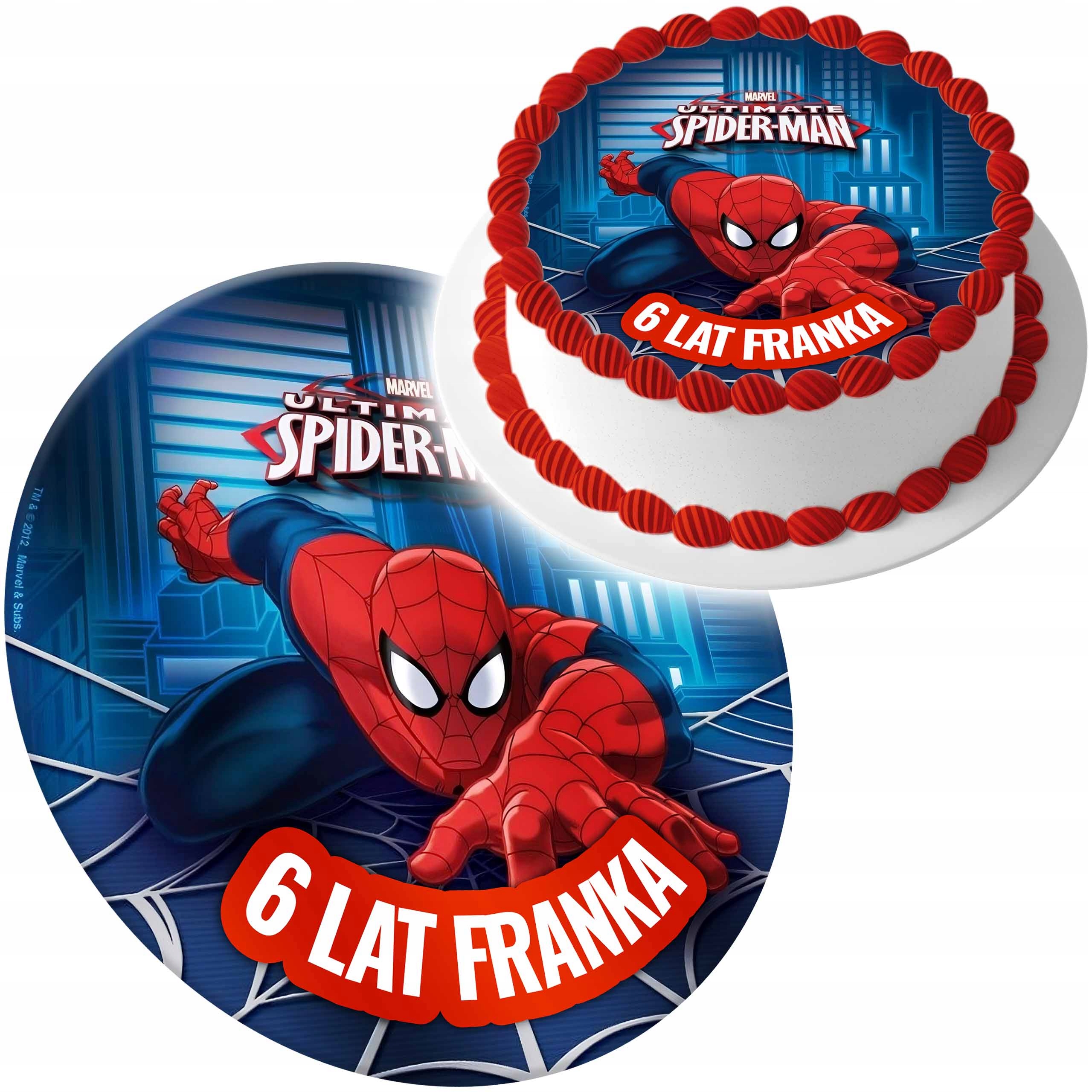 OPŁATEK NA TORT SPIDER-MAN SPIDERMAN AVENGERS + TEKST TWÓJ NAPIS ...