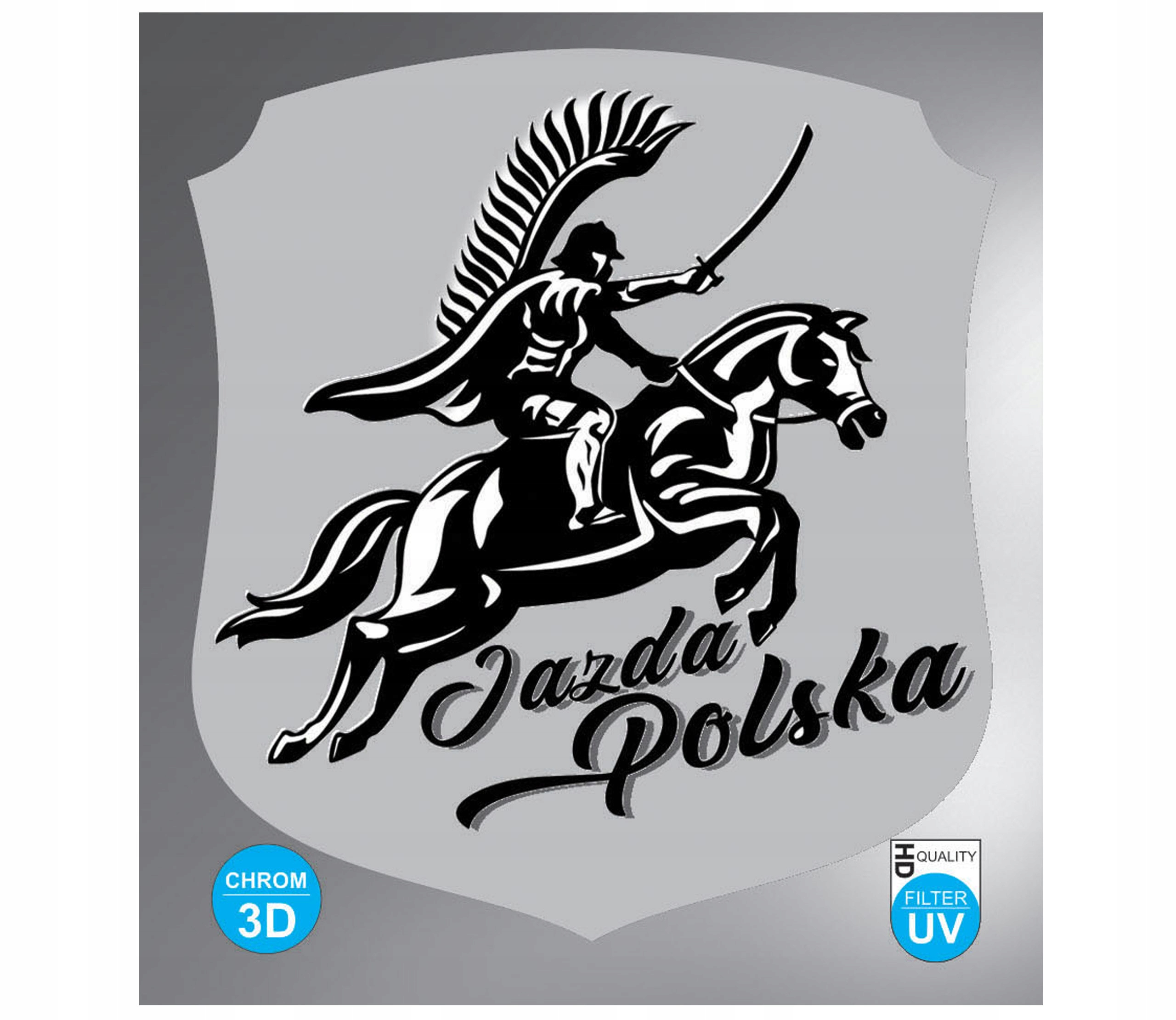 Husar Husarz Husaria Jazda Polska Na Koniu Naklejka Srebrna Chrom 3D ...