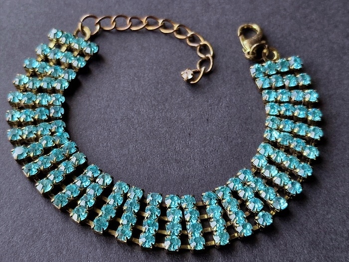 VINTAGE BRANSOLETA AKWAMARYNA ART DECO • Cena, Opinie - Allegro