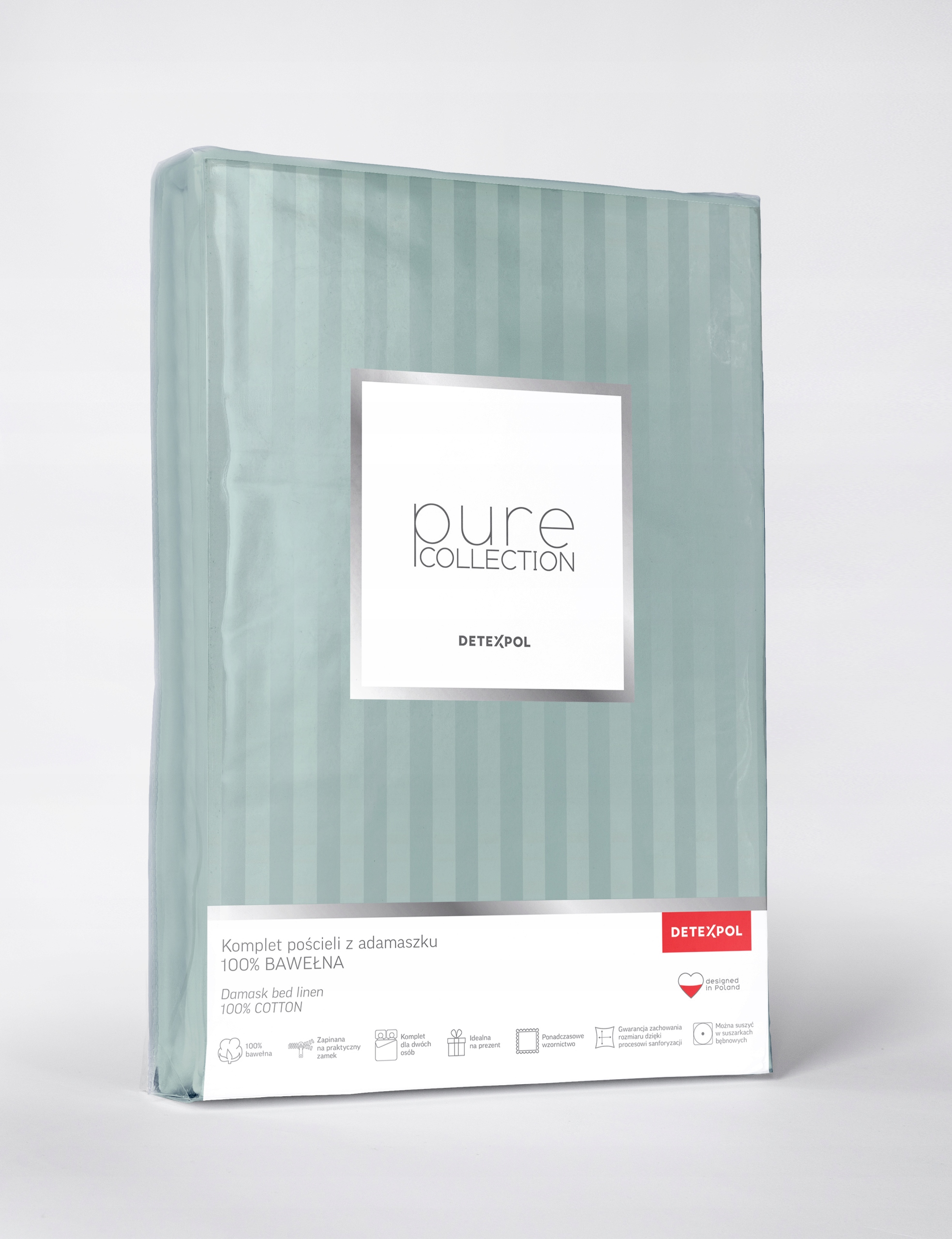 POŚCIEL ADAMASZEK 160x200 MIĘTOWA JEDNOBARWNA PASY KOMPLET POŚCIELI ...