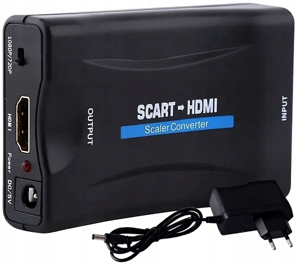 Konwerter adapter przejściówka SCART na HDMI AV EURO FULL HD 1080P ...