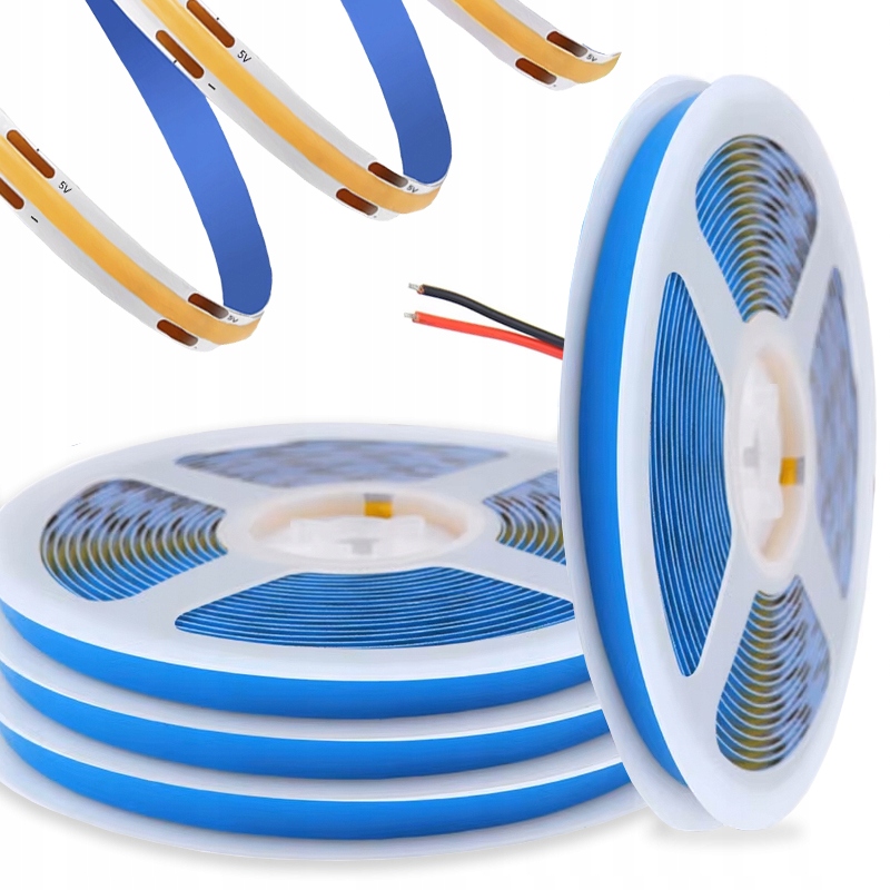 MOCNA TAŚMA LED COB CIĄGŁA HOMOGENICZNA NIE MRUGA PASEK LISTWA LEDY 12V ...