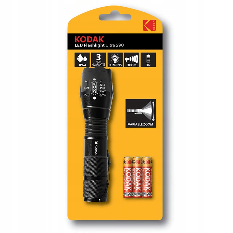 Latarka Kodak LED Flashlight Ultra 290 + baterie - 887930418361 ...