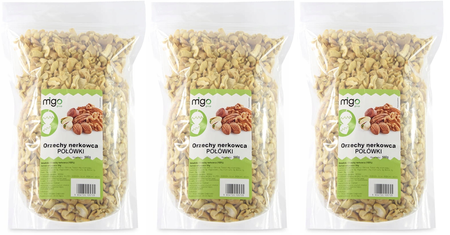 ZESTAW x3 ORZECHY NERKOWCA 500g POŁÓWKI, Nerkowce 11058377255 - Allegro.pl
