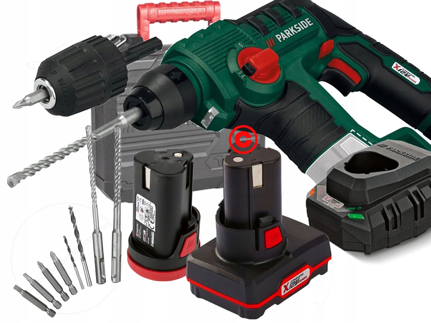 PARKSIDE PBHA 12V wiertarka udar SDS z aku 2Ah+4Ah (408298_2207) • Cena ...