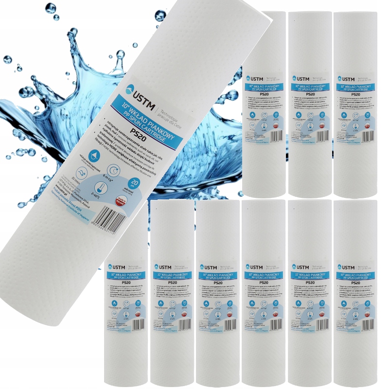 10x filtr do wody wkład 10 piankowy 20 mikron USTM - Sklep, Opinie ...