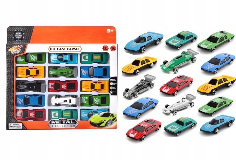 KOVOVÉ AUTÍČKA 1:64 15 KUSOV AUTÍČKA ŠPORTOVÉ - Allegro