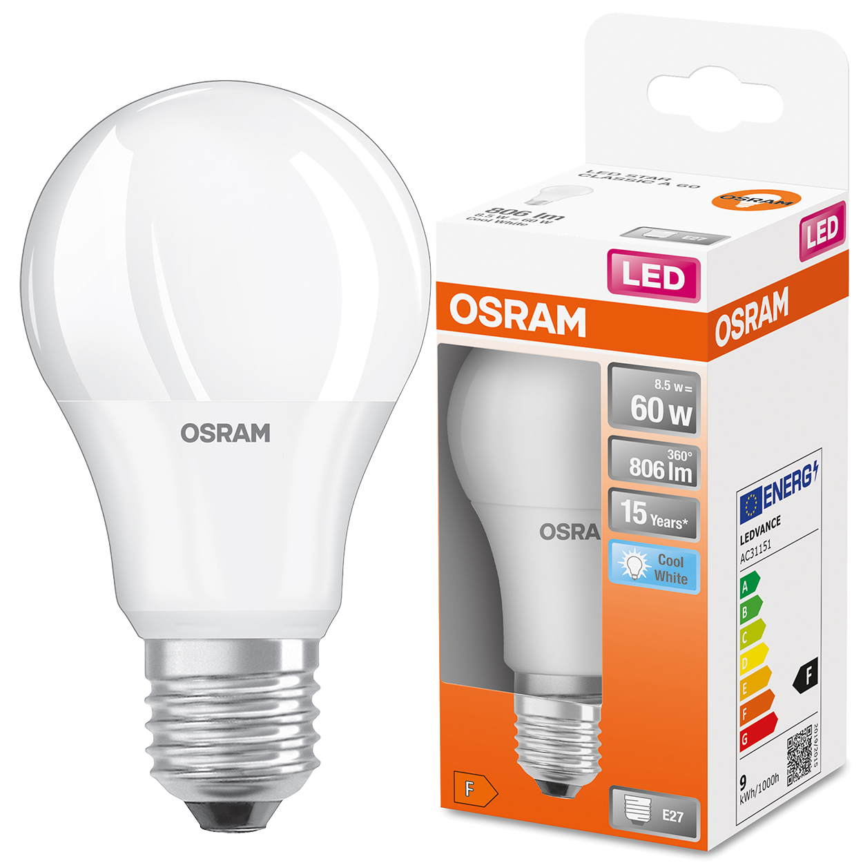 Żarówka LED E27 8,5W = 60W 4000K Neutralna OSRAM (4058075430693) • Cena, Opinie • Źródła światła ...