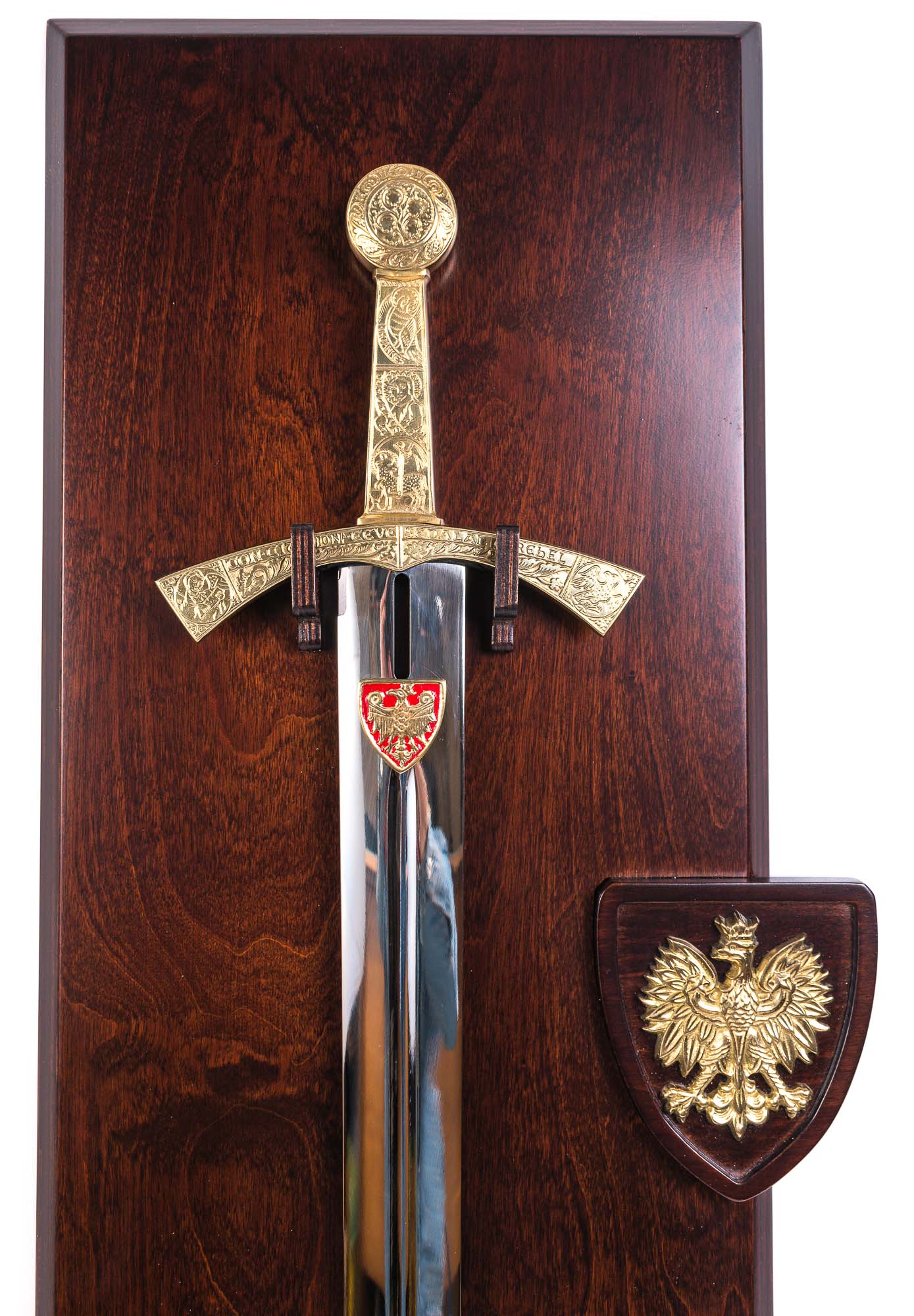 SZCZERBIEC miecz koronacyjny wersja chromowana + drewniane tablo ...