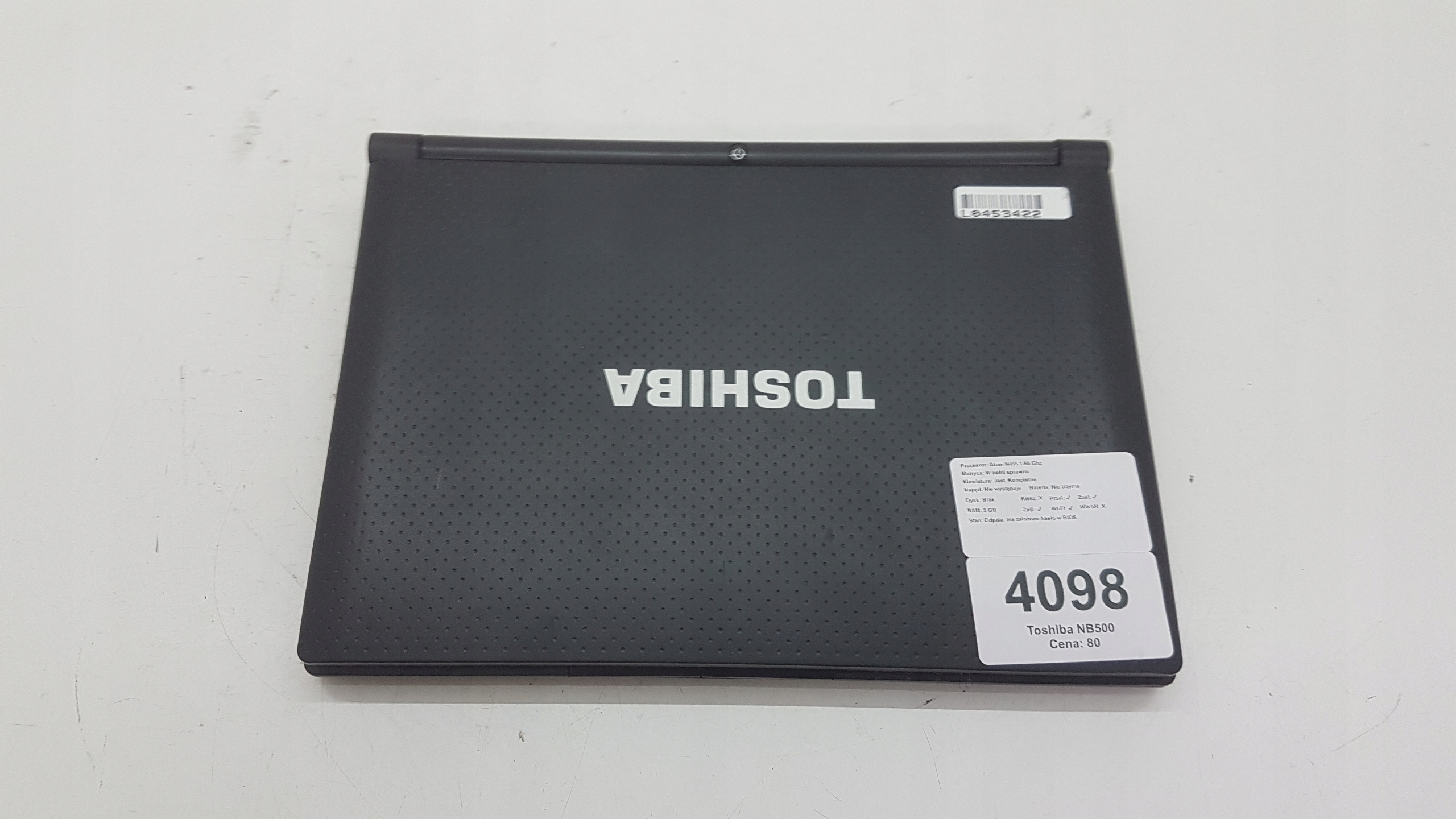 Laptop Toshiba NB500 (4098) - Sklep, Opinie, Cena w Allegro